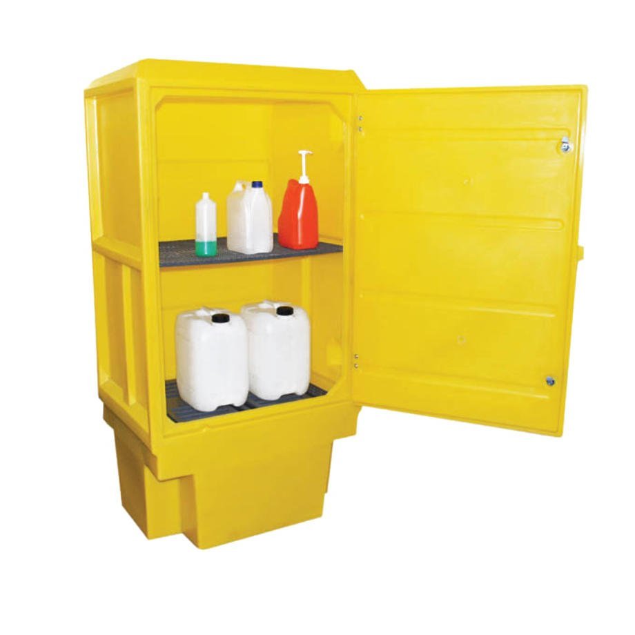 Spill Control Cabinet With 225 Litre Sump with Shelves - Fuel Tank Shop