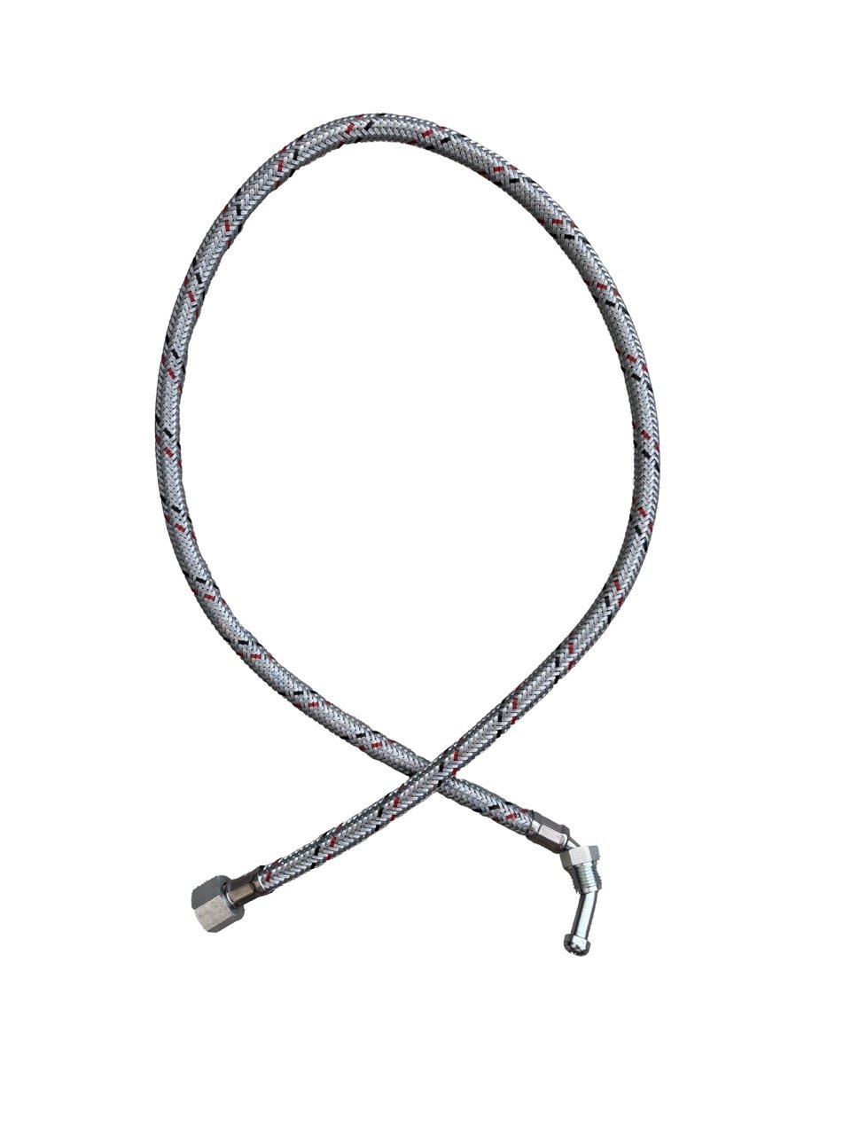 Flexible Oil Line Hose Braided 1/4" M 90 x 3/8" - Fuel Tank Shop