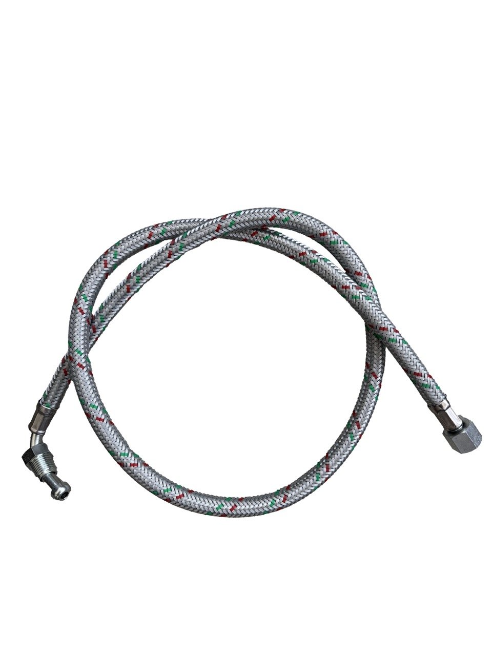 Flexible Oil Line Hose Braided 1/4" M 90 x 1/4" - Fuel Tank Shop